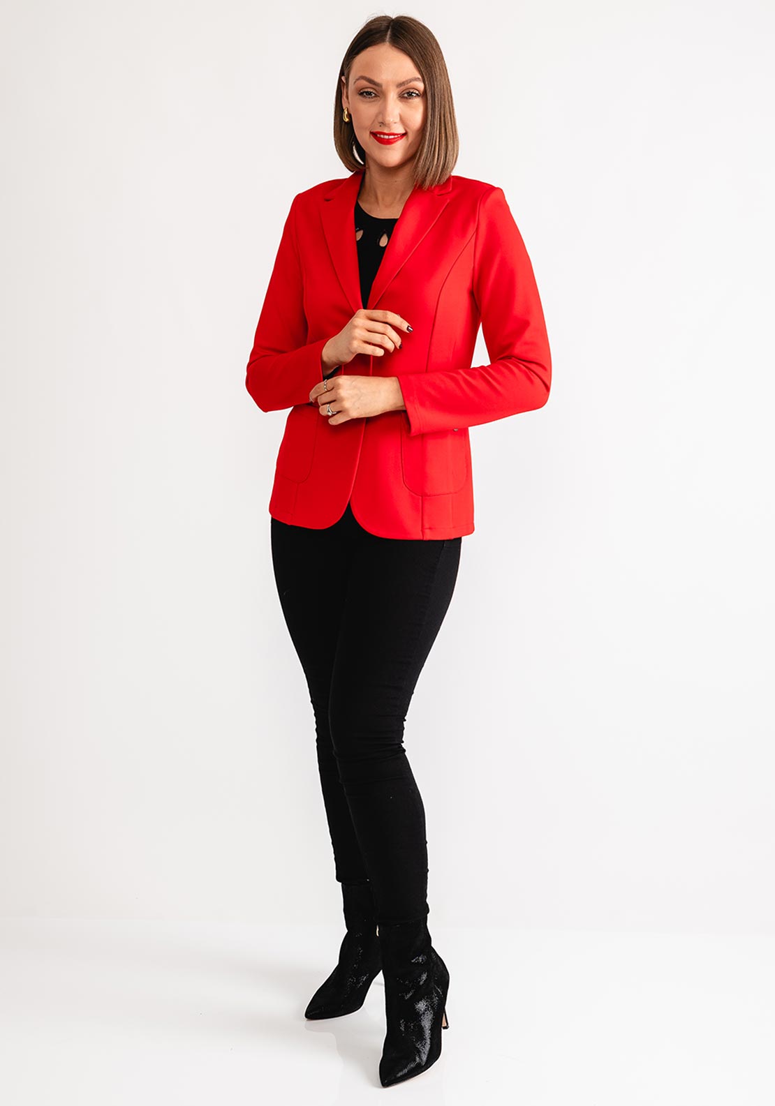 Barbara Lebek Single Breasted Blazer, Red - McElhinneys