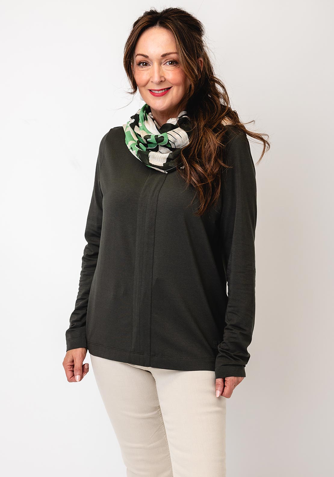 Cecil Print Loop Scarf, Green - McElhinneys