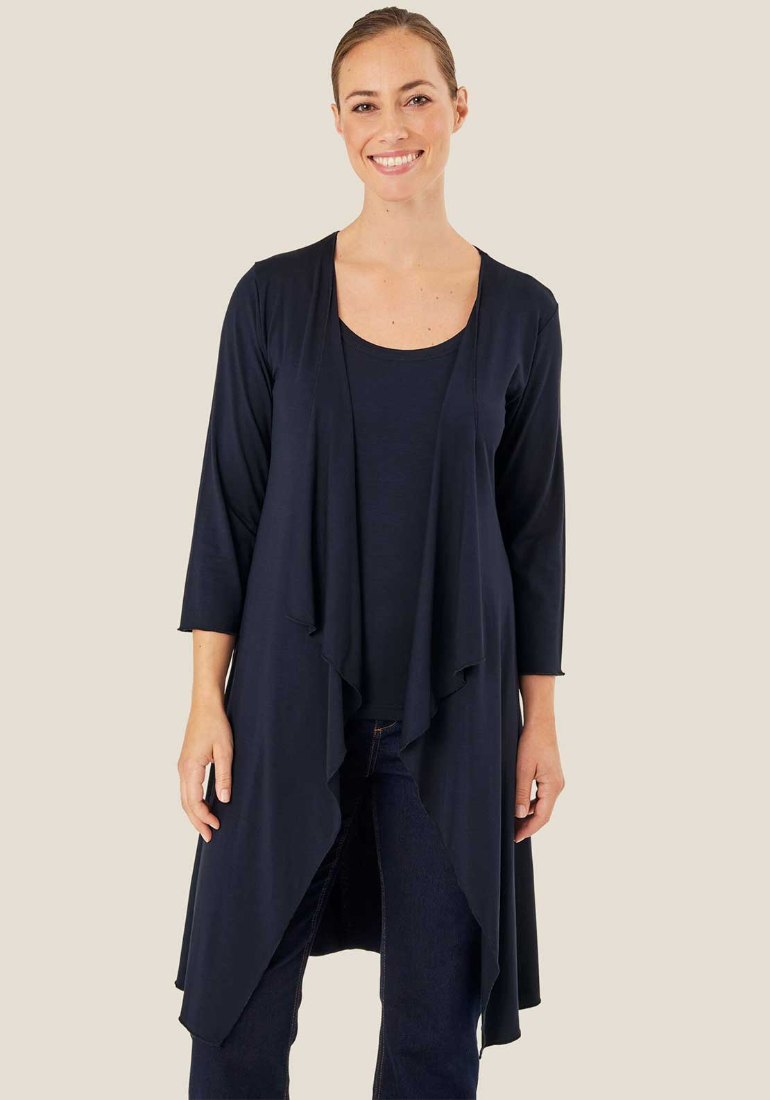 Masai Ibone Jersey Waterfall Cardigan, Navy - McElhinneys