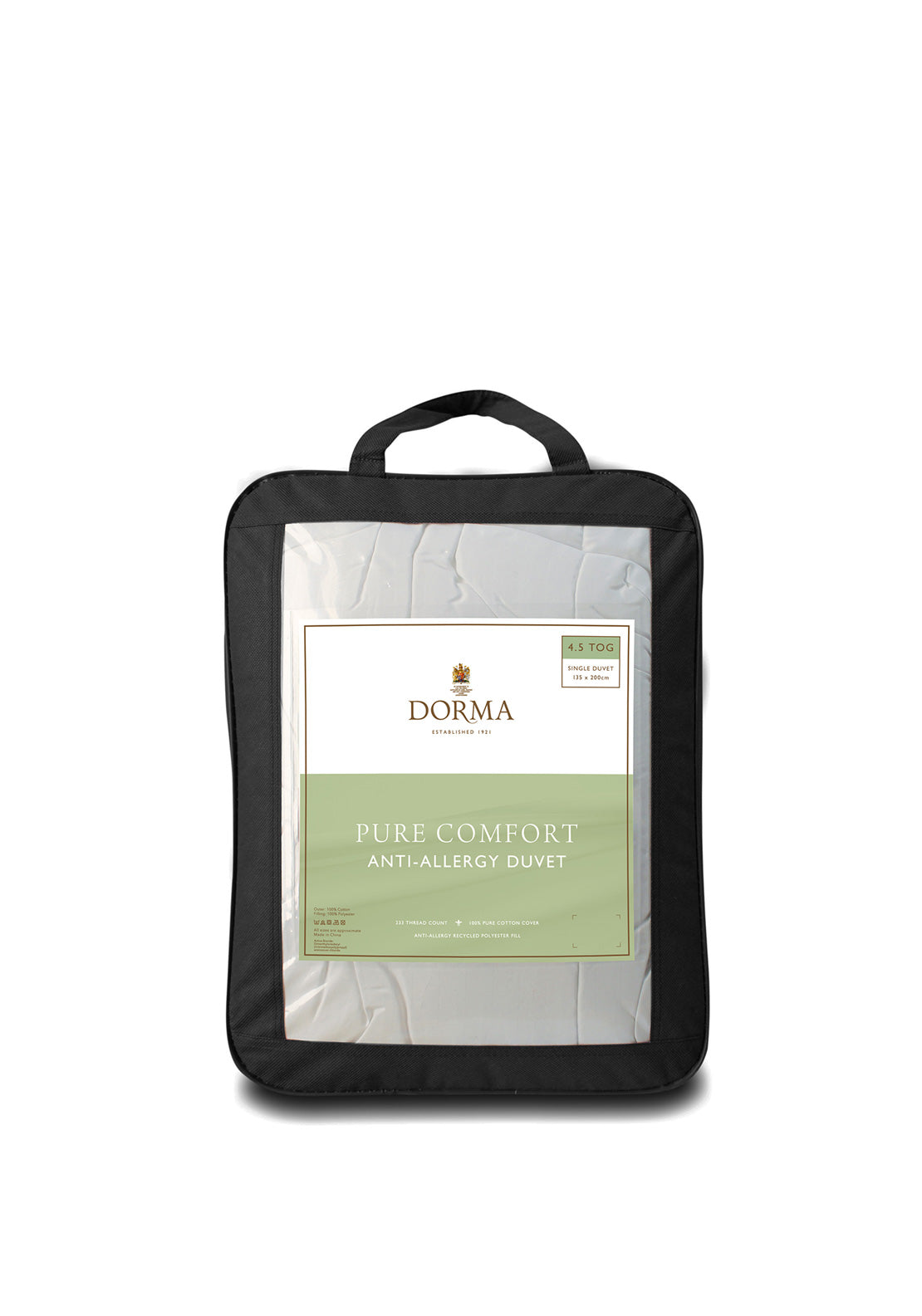 Dorma Pure Comfort Anti-Allergy 10.5 Tog Duvet - McElhinneys