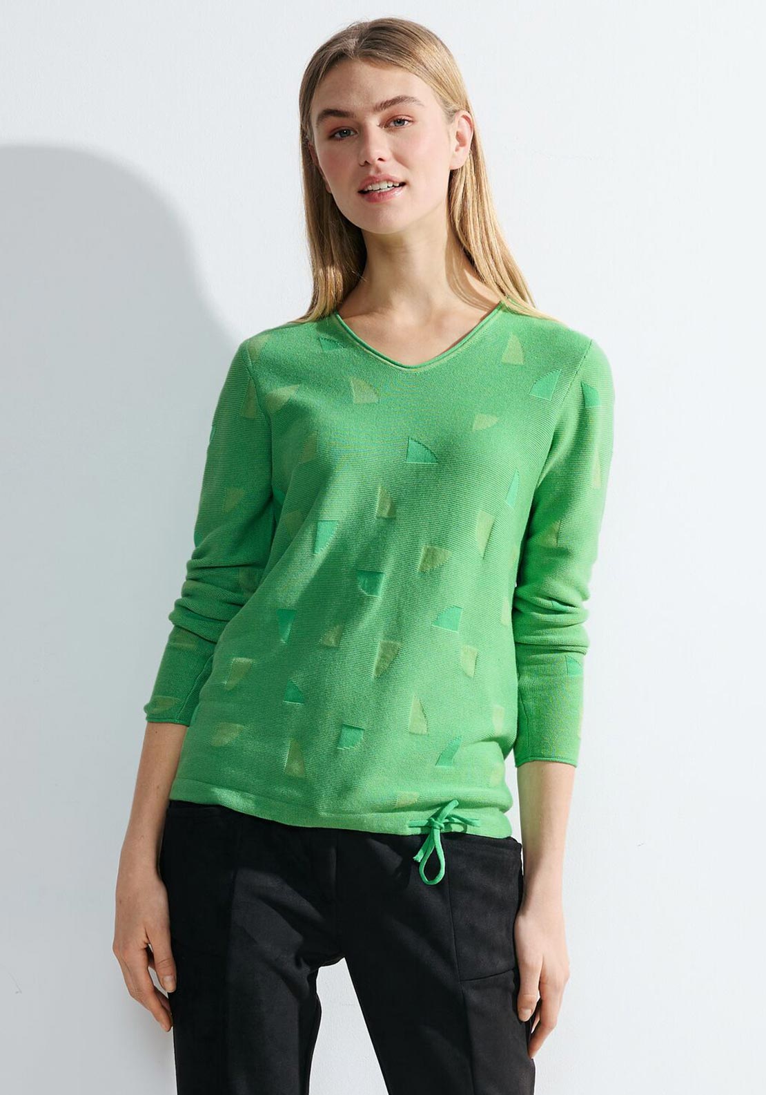 Cecil Drawstring Hemline Structured Knit Sweater, Celery Green ...