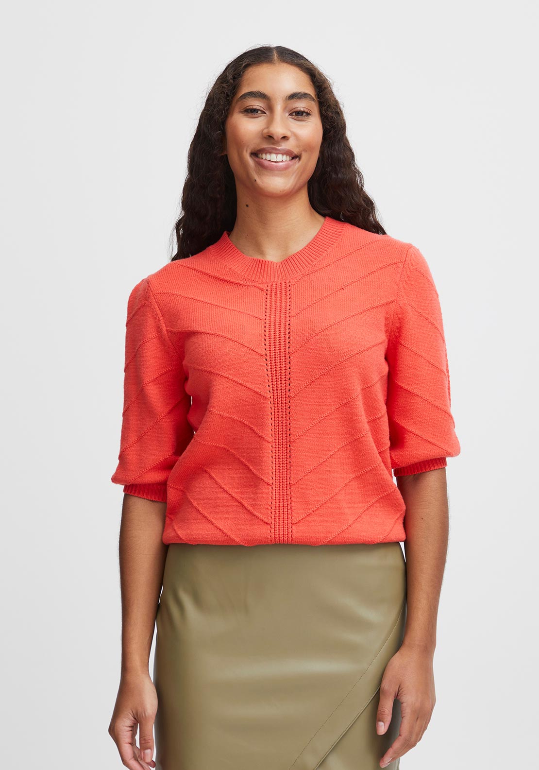 B.Young Manina Ribbed Sweater, Cayenne - McElhinneys