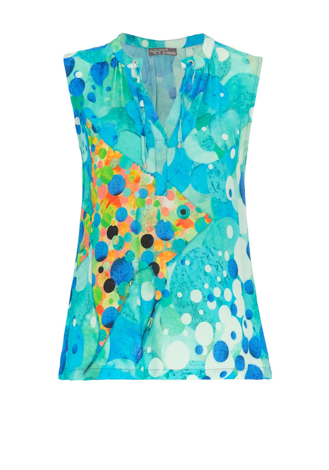 Dolcezza Fish Mosaic Neck Tie Top, Blue - McElhinneys