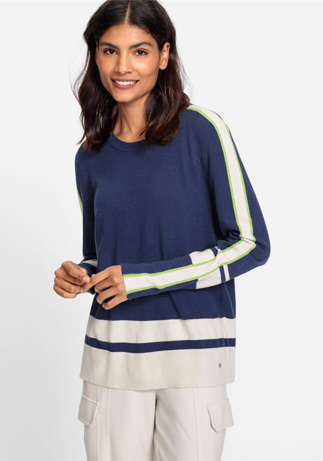 Olsen Henny Crew Neck Jumper, Indigo - McElhinneys