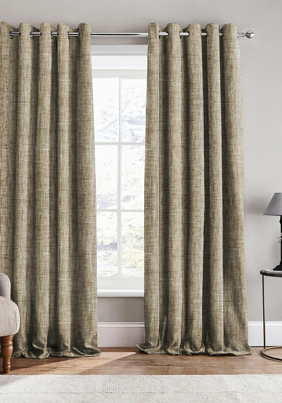 Scatter Box Caden Boucle Eyelet 90X90" Curtains, Natural - McElhinneys
