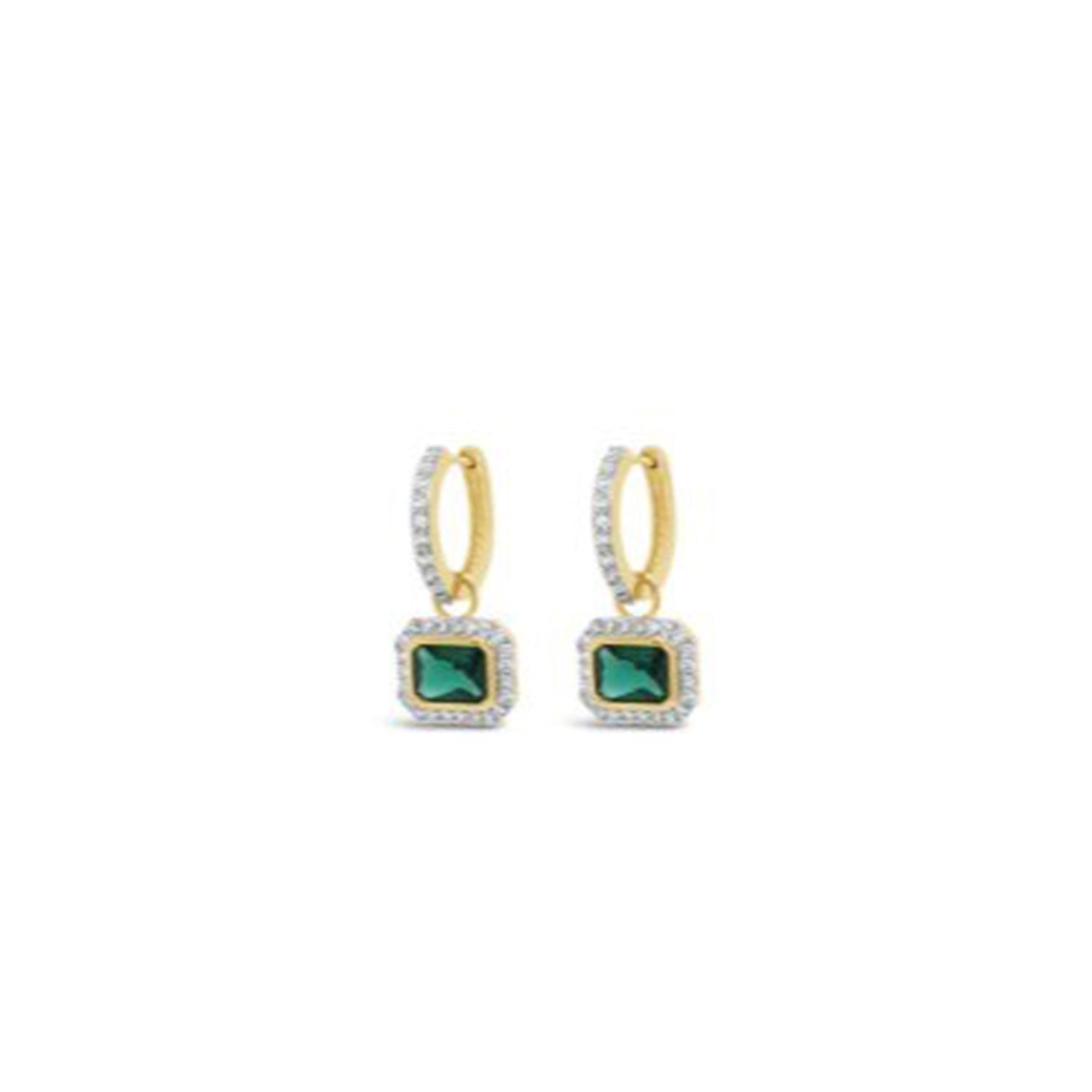 Absolute Emerald Charm Hoop Earrings, Gold - McElhinneys
