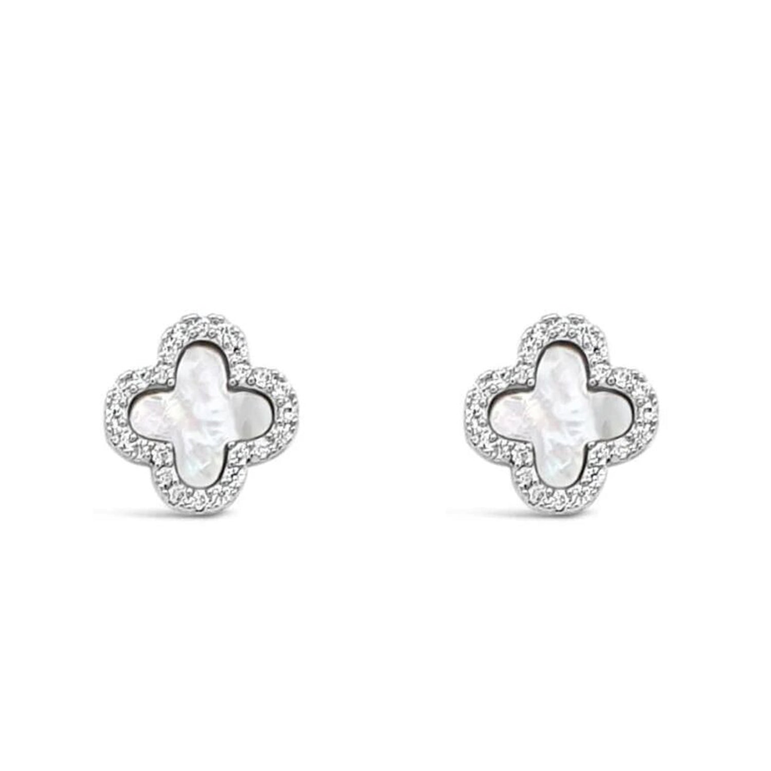 Absolute Pearl Petal Stud Earrings, Silver - McElhinneys