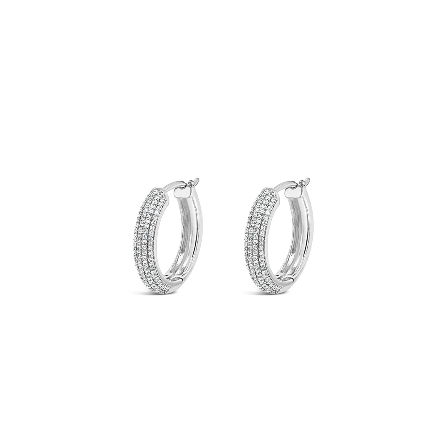 Absolute Sparkly Chunky Medium Hoop Earrings, Silver - McElhinneys