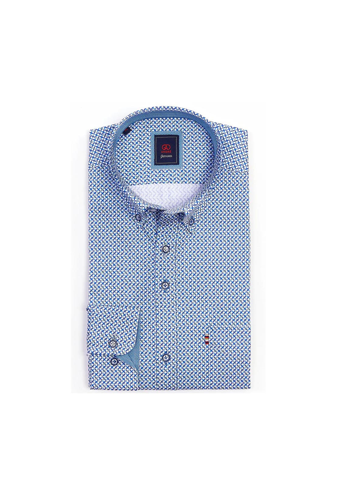 Andre Munich Long Sleeve Shirt, Sage & Blue - McElhinneys