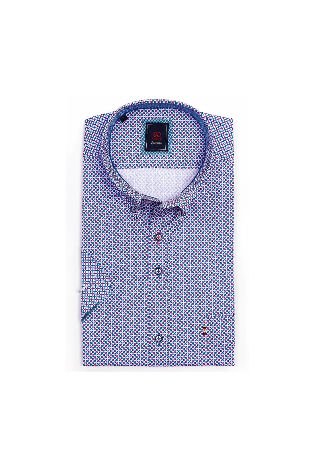Andre Munich Short Sleeve Shirt, Rose Pink & Blue - McElhinneys