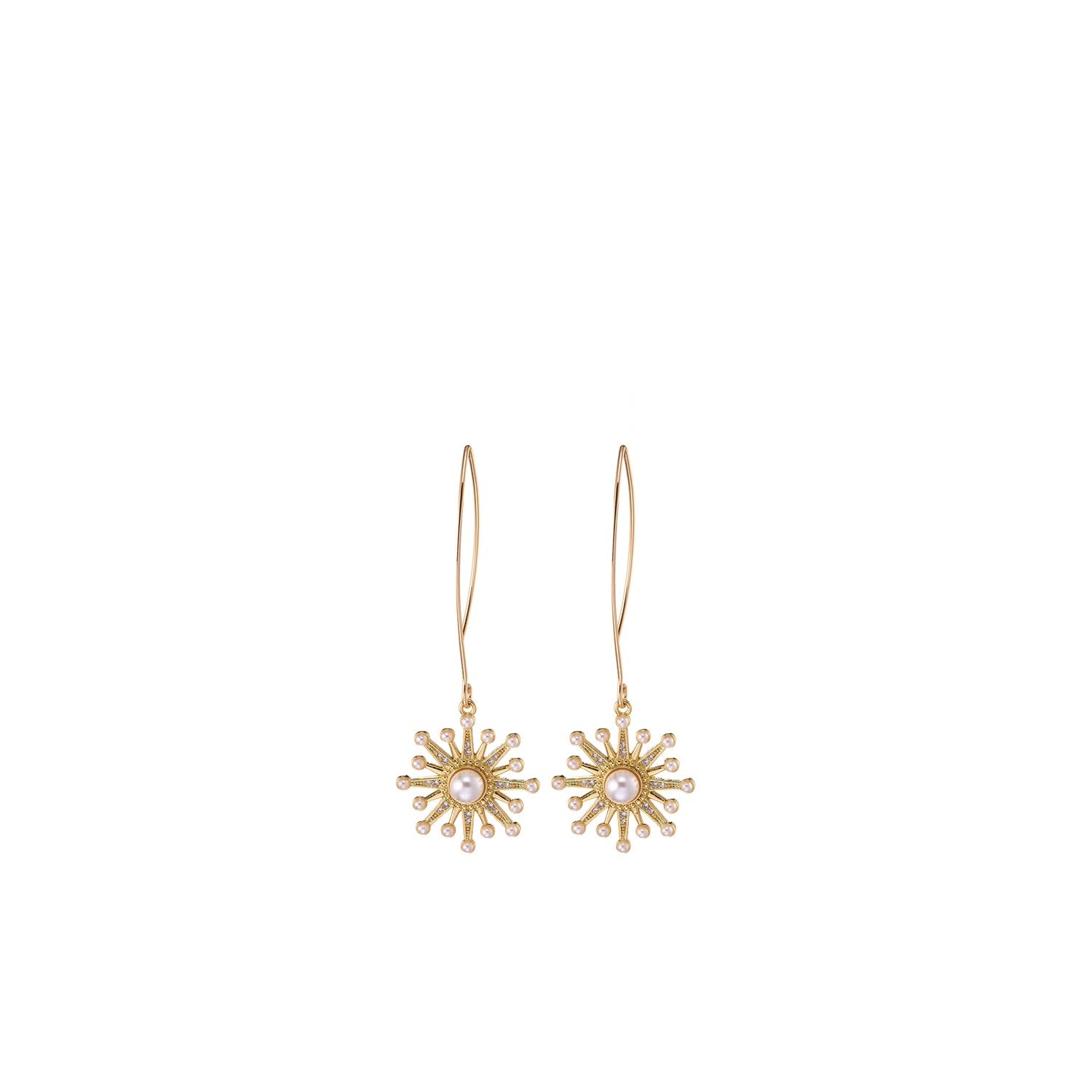 Angela D’Arcy Pearl Burst Hook Earrings, Gold - McElhinneys