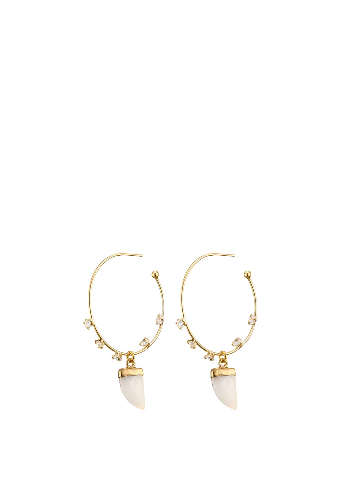 Angela D’Arcy Jade Horn Hoop Earrings, Gold & White - McElhinneys