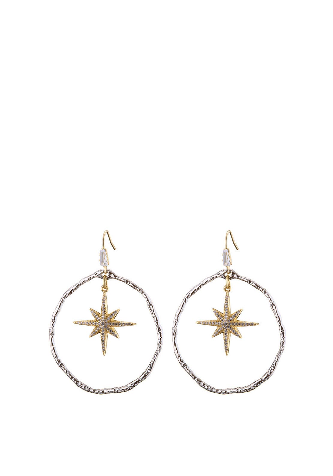 Angela D’Arcy Star Hoop Earrings, Gold & Silver - McElhinneys