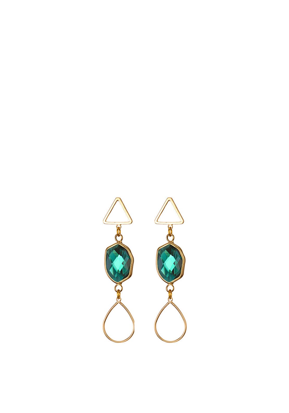Angela D’Arcy Stone & Shape Earrings, Gold & Emerald - McElhinneys