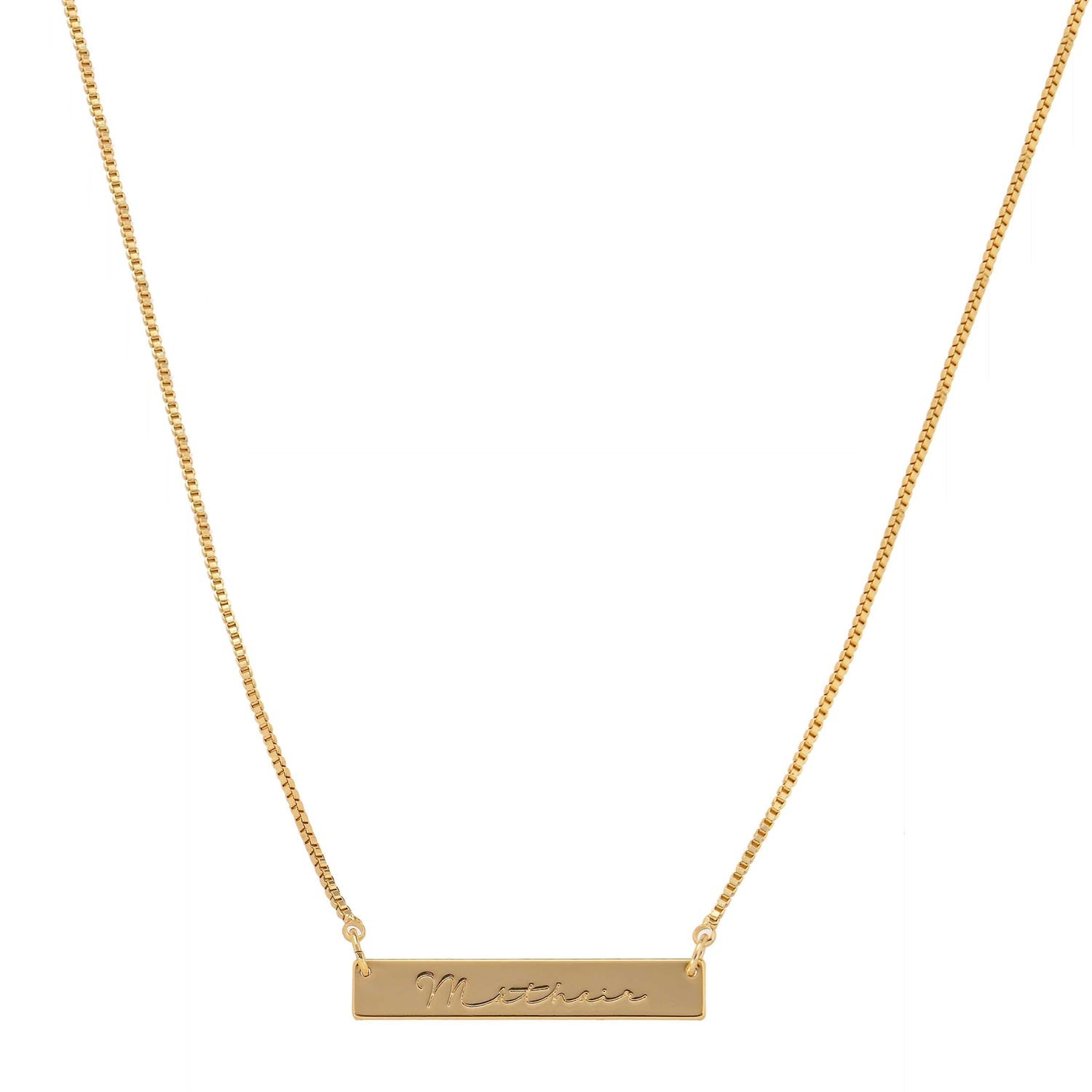 Betty and Biddy Máthair Engraved Bar Necklace, Gold - McElhinneys