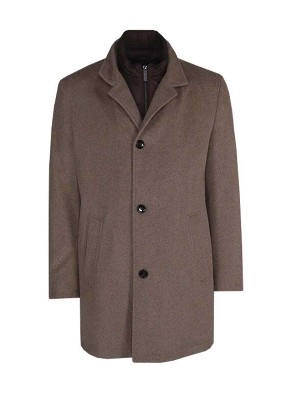 Bugatti Dual Layer Woolen Overcoat, Brown - McElhinneys