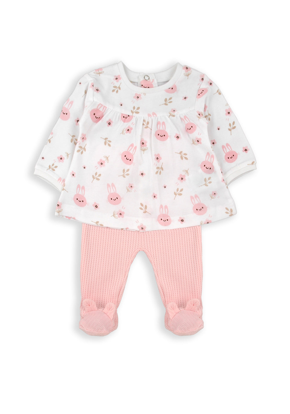 Babybol Baby Girl Bunny Print Top and Pant Set, Pink - McElhinneys