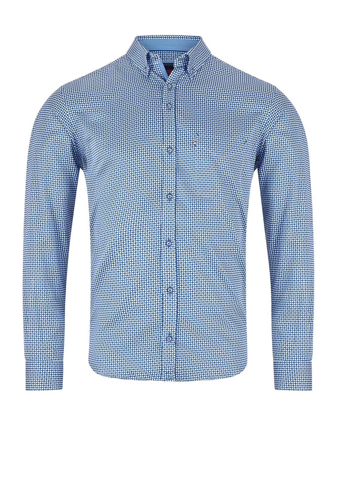 Andre Boston Long Sleeve Geo Print Shirt, Blue & Green - McElhinneys