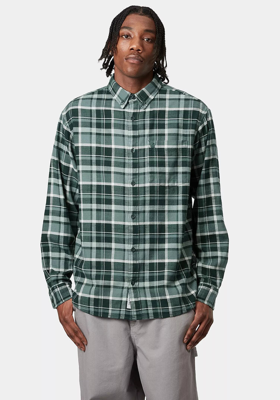 Carhartt WIP Fendrick Check Shirt, Deep Lagoon Green - McElhinneys