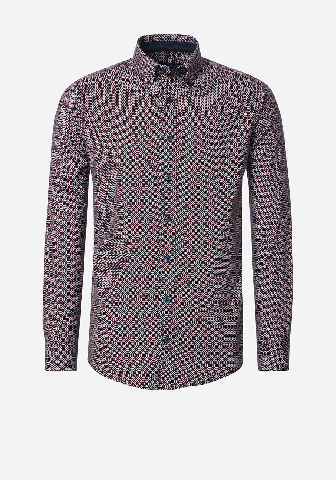 Casa Moda Diamond Print Shirt, Red Multi - McElhinneys