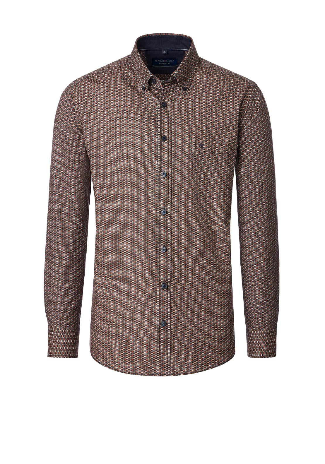 Casa Moda Honeycomb Print Shirt, Brown Multi - McElhinneys