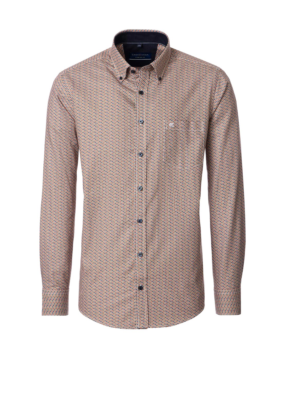 Casa Moda Honeycomb Print Shirt, Orange Multi - McElhinneys