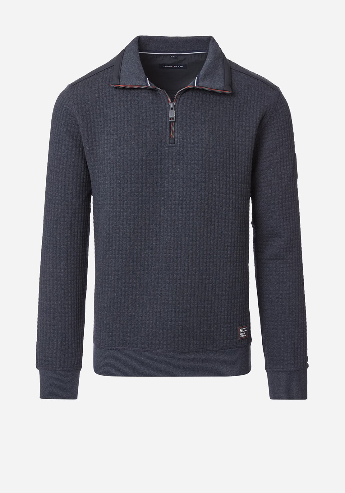 Casa Moda Textured Detail Quarter Zip Sweatshirt, Navy - McElhinneys