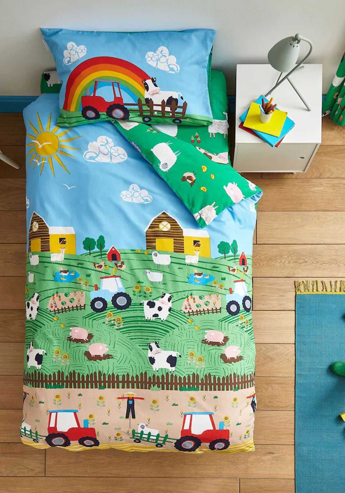 Catherine Lansfield Farmyard Animals Print Duvet Cover Set, Blue Multi ...