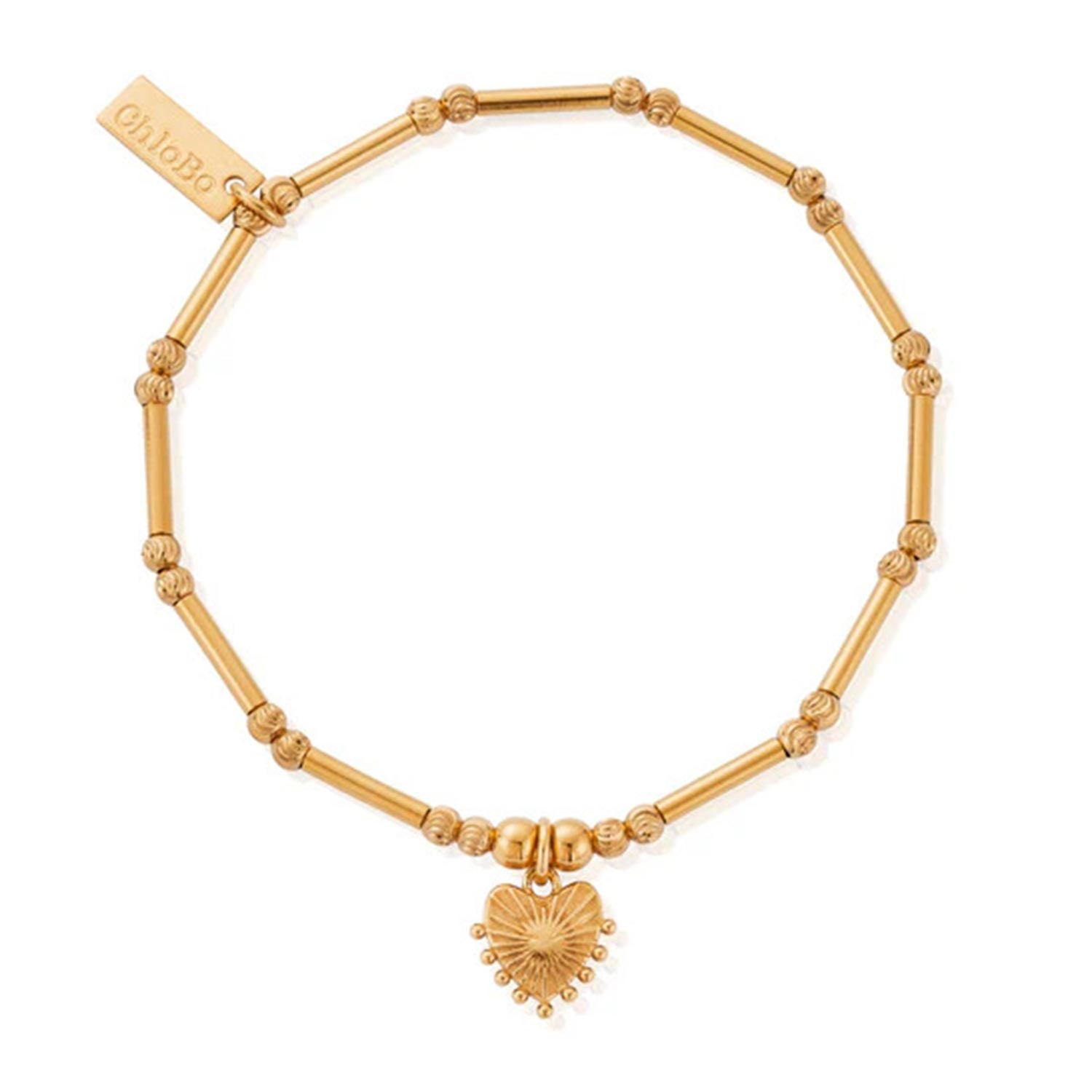 ChloBo Dainty Moon Cut Sparkle Glowing Beauty Bracelet, Gold - McElhinneys