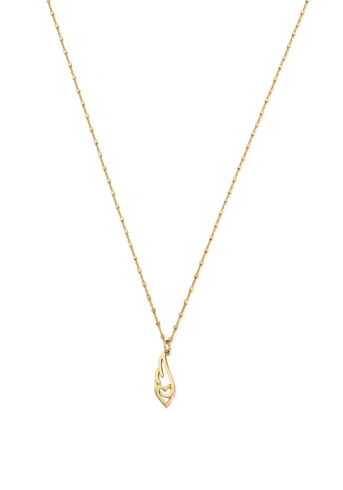 ChloBo Interlocking Heart and Angel Wing Necklace, Gold - McElhinneys