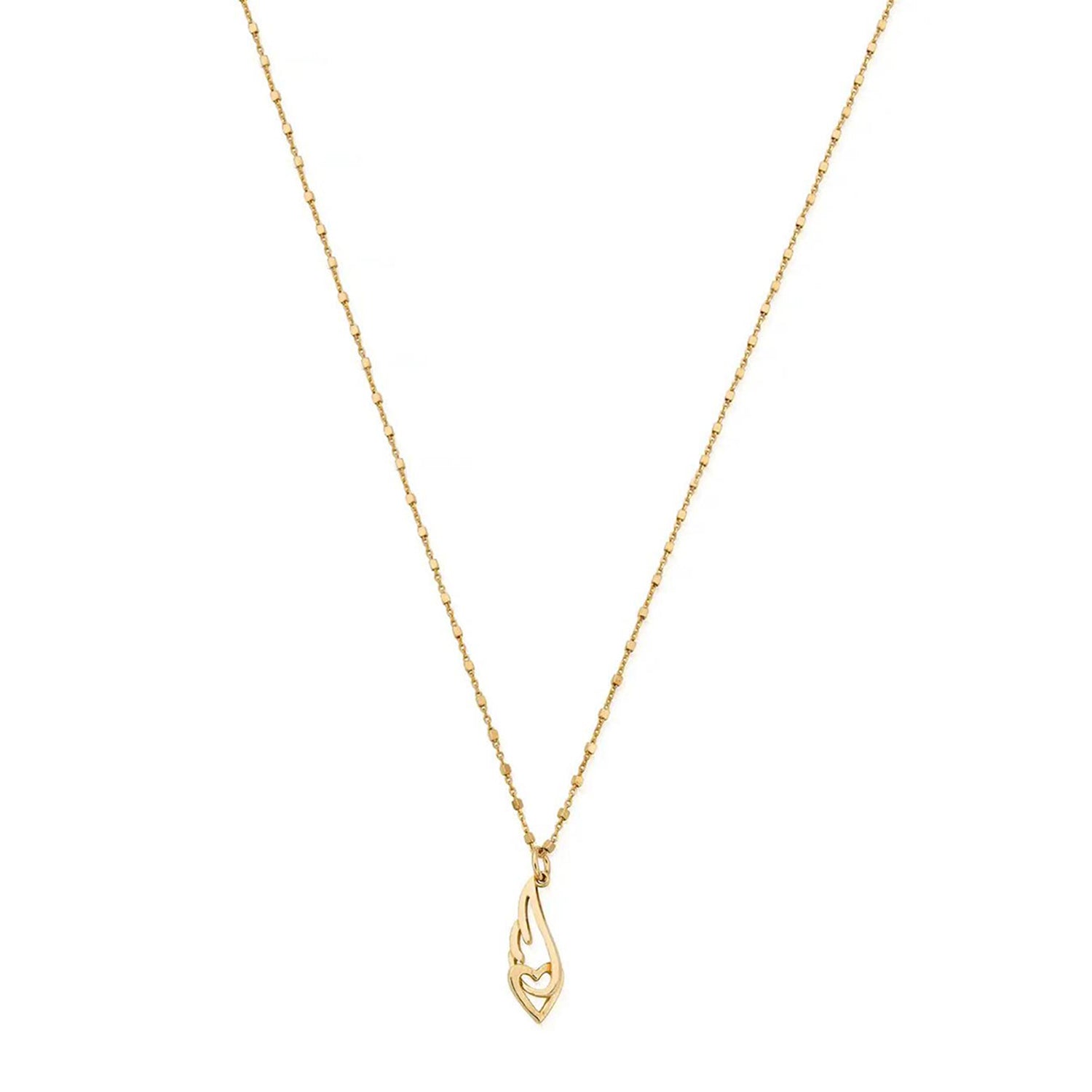 ChloBo Interlocking Heart and Angel Wing Necklace, Gold - McElhinneys