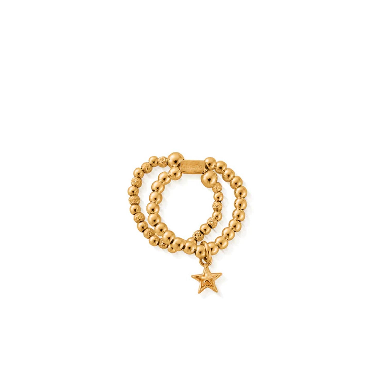 ChloBo Mini Raised Star Double Ring, Gold Medium - McElhinneys