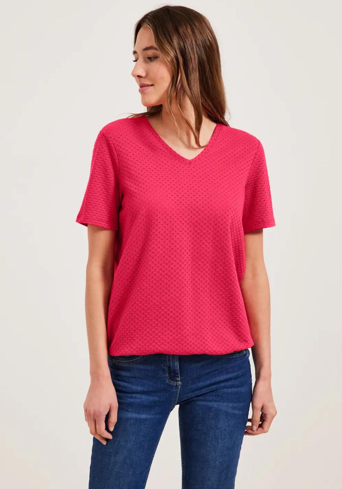 Cecil Crochet Look T-Shirt, Strawberry Red - McElhinneys