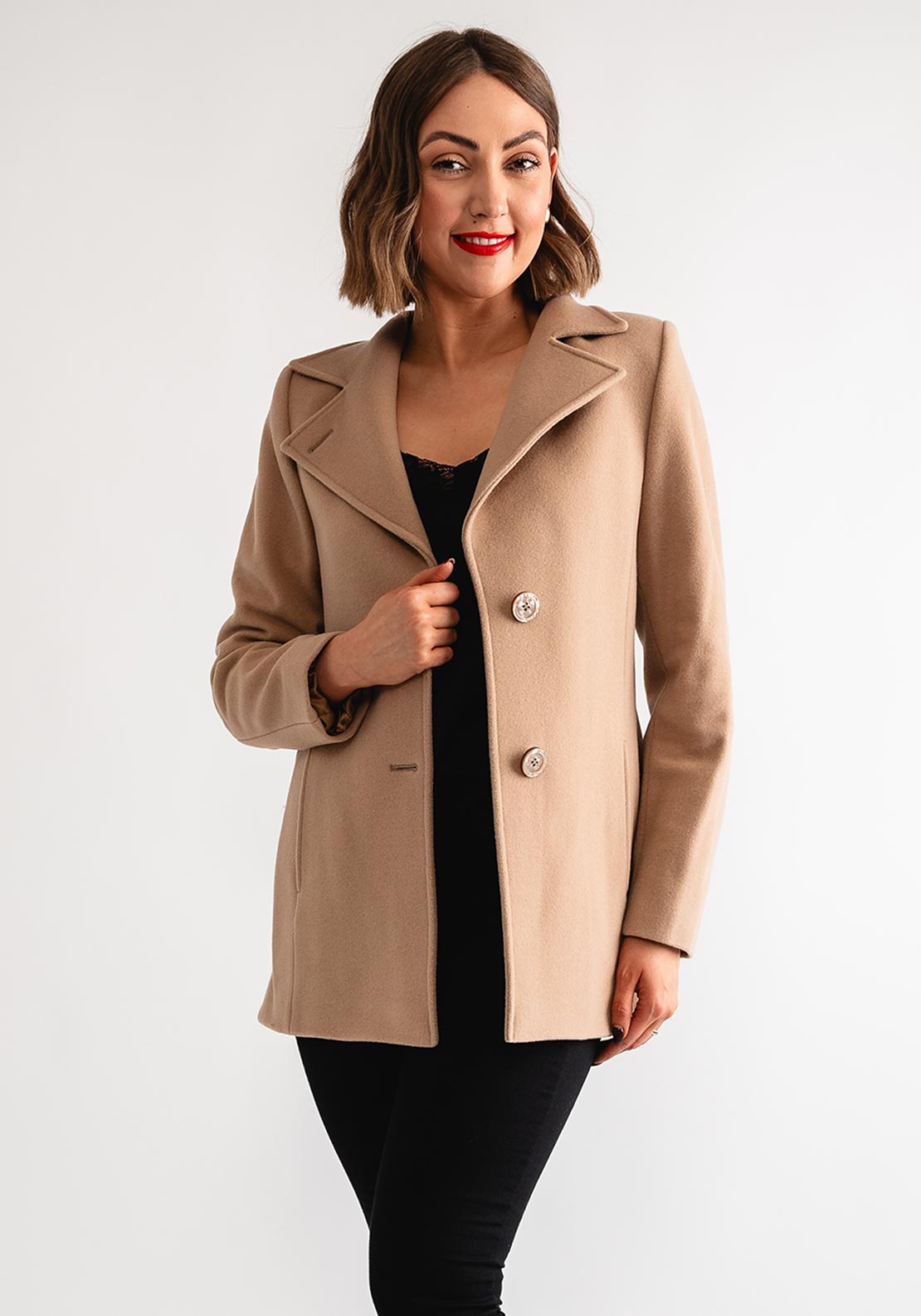 Christina Felix Short Wool Coat, Camel - McElhinneys