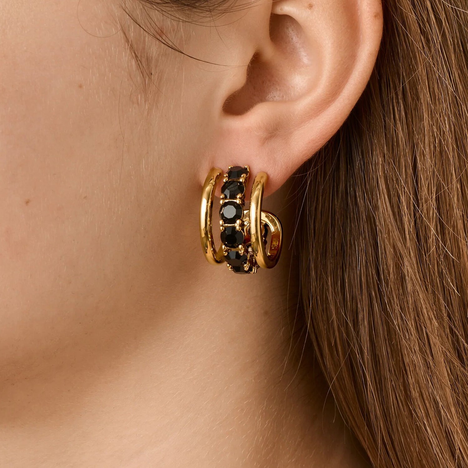 Dyrberg/Kern Helen Hoops, Gold & Black - McElhinneys