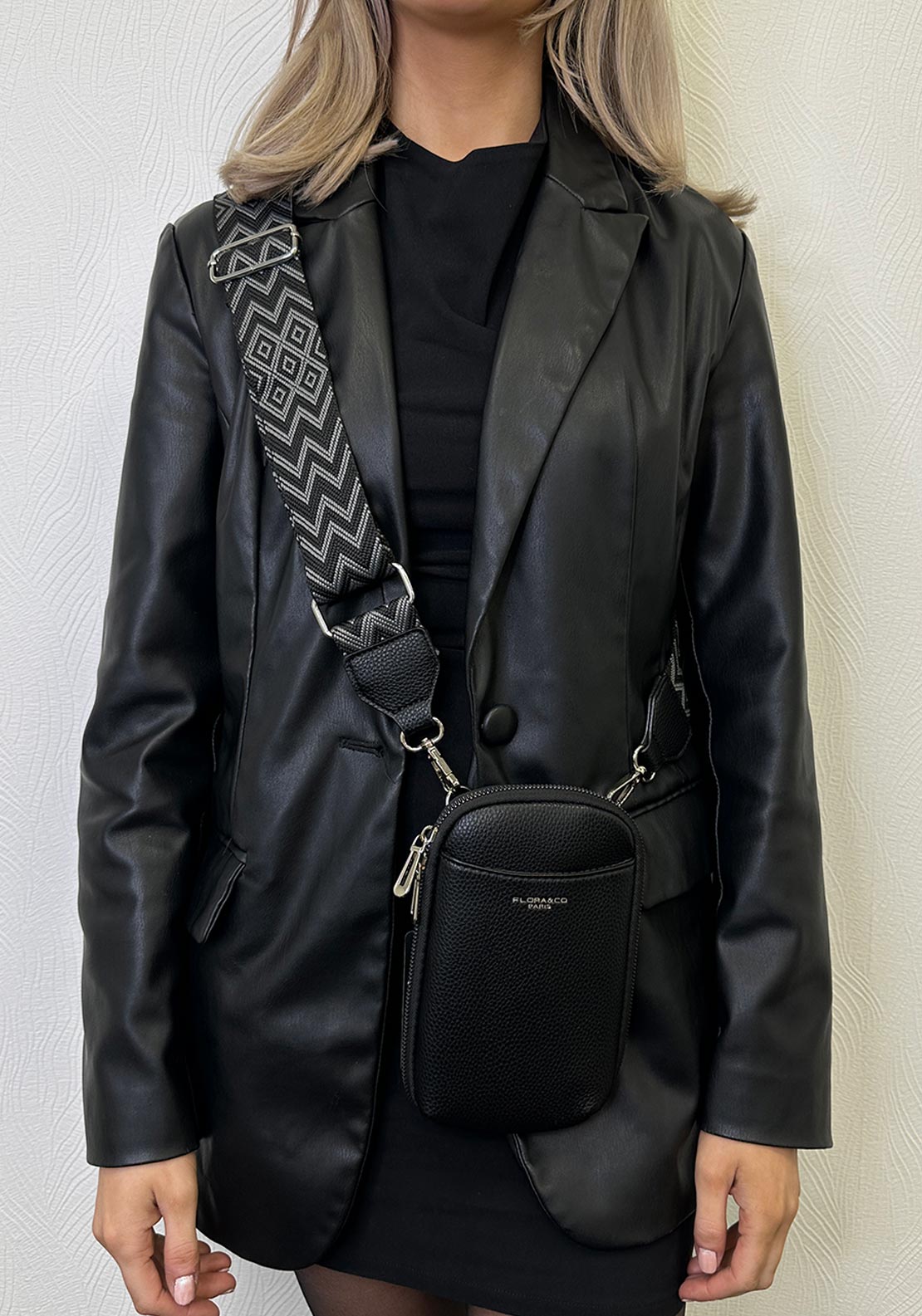 Zen Collection Pebbled Crossbody Phone Pouch, Black - McElhinneys