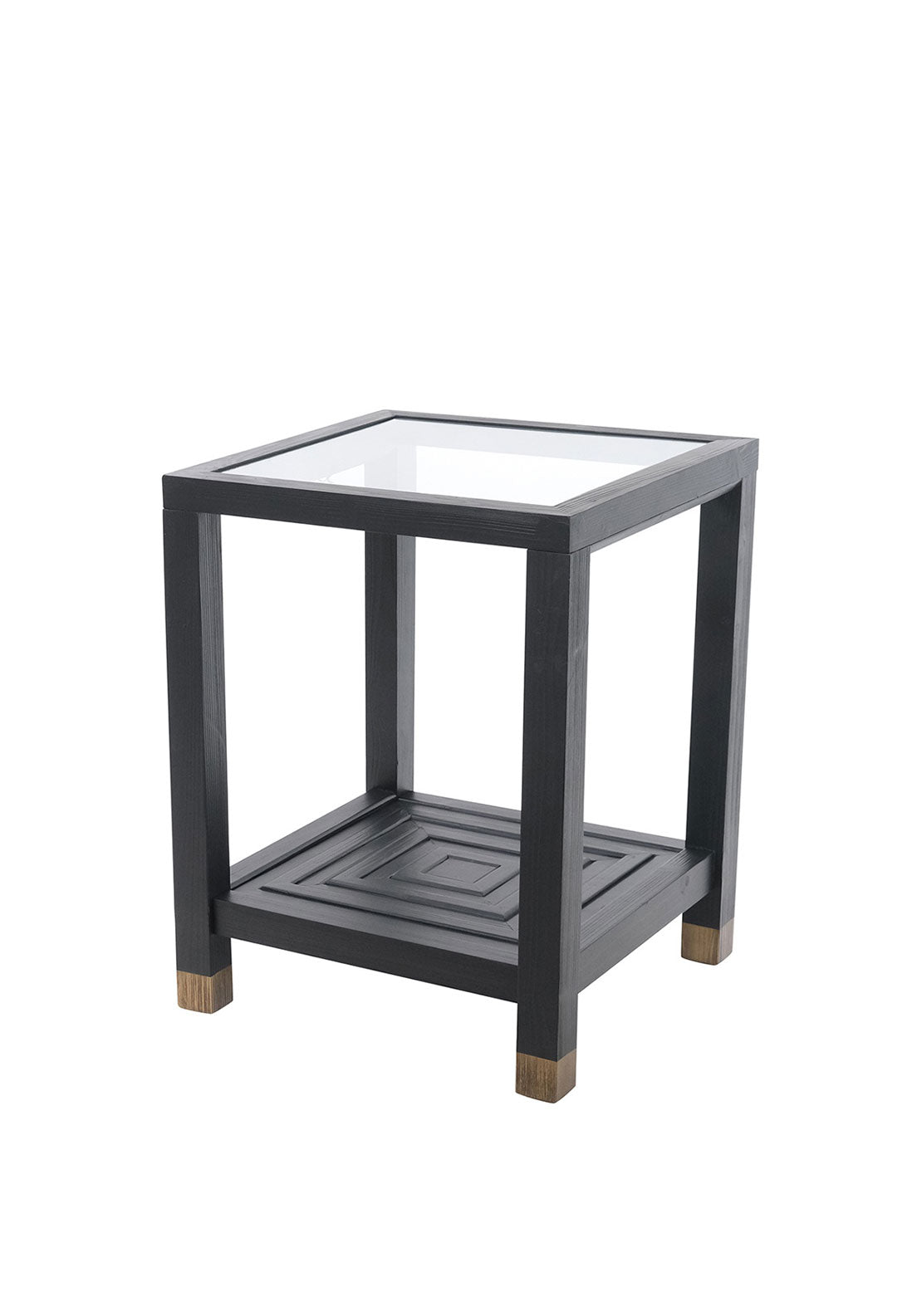 Fern Cottage Glass Geo Top Side Table, Black - McElhinneys