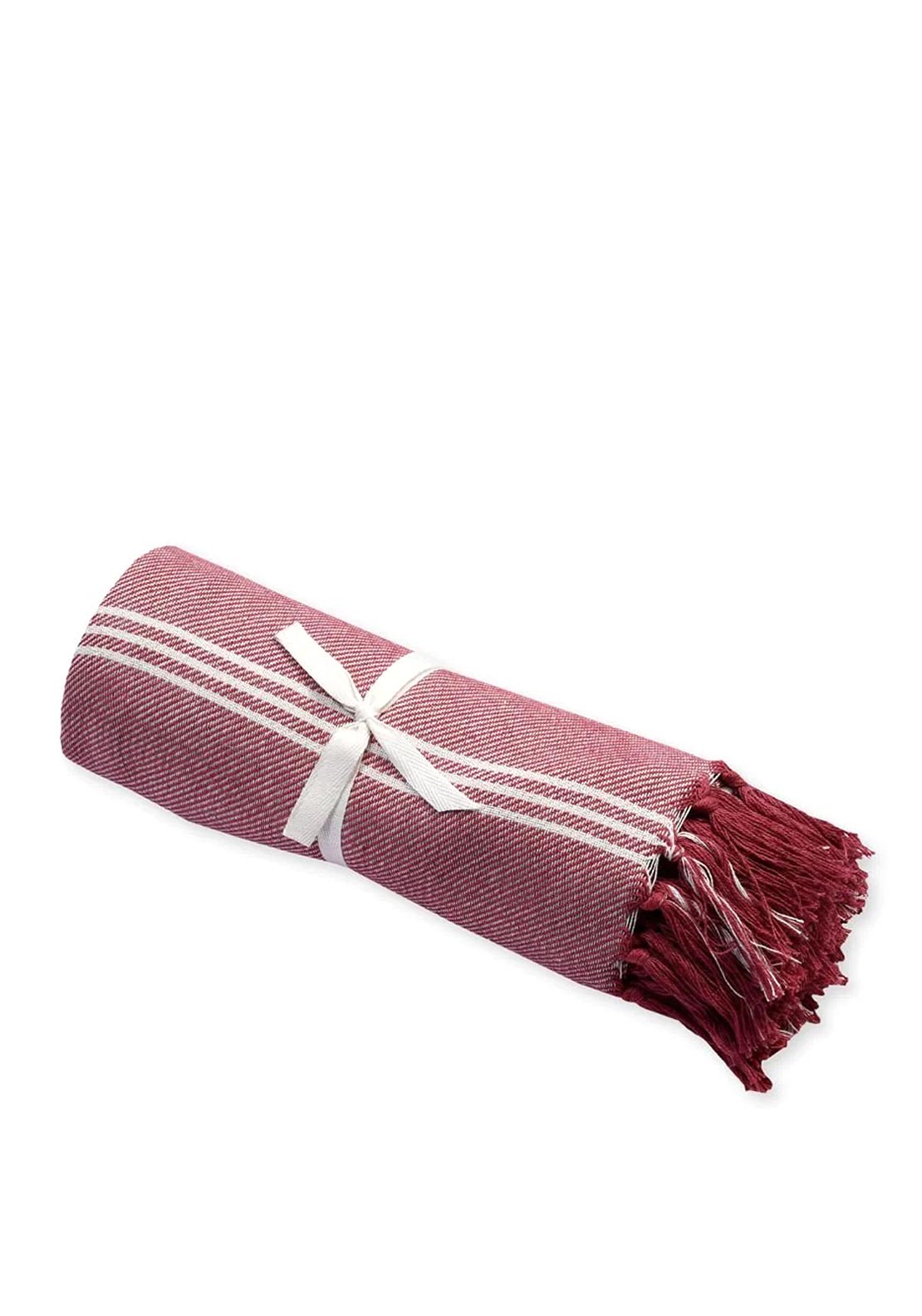 Forever England Striped Cotton Throw, Raspberry Pink - McElhinneys