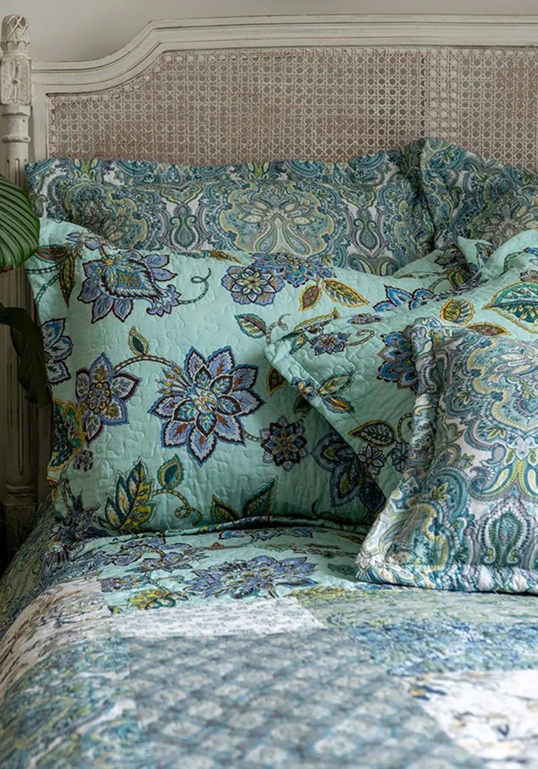 Forever England Cordelia Patchwork Standard Pillowsham, Duck Egg Green ...