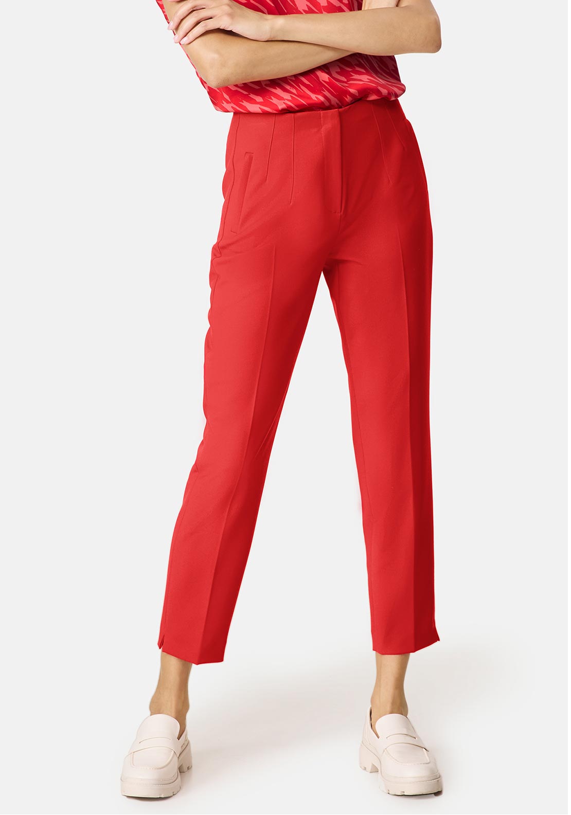 Gerry Weber High Waisted Trousers, Red - McElhinneys
