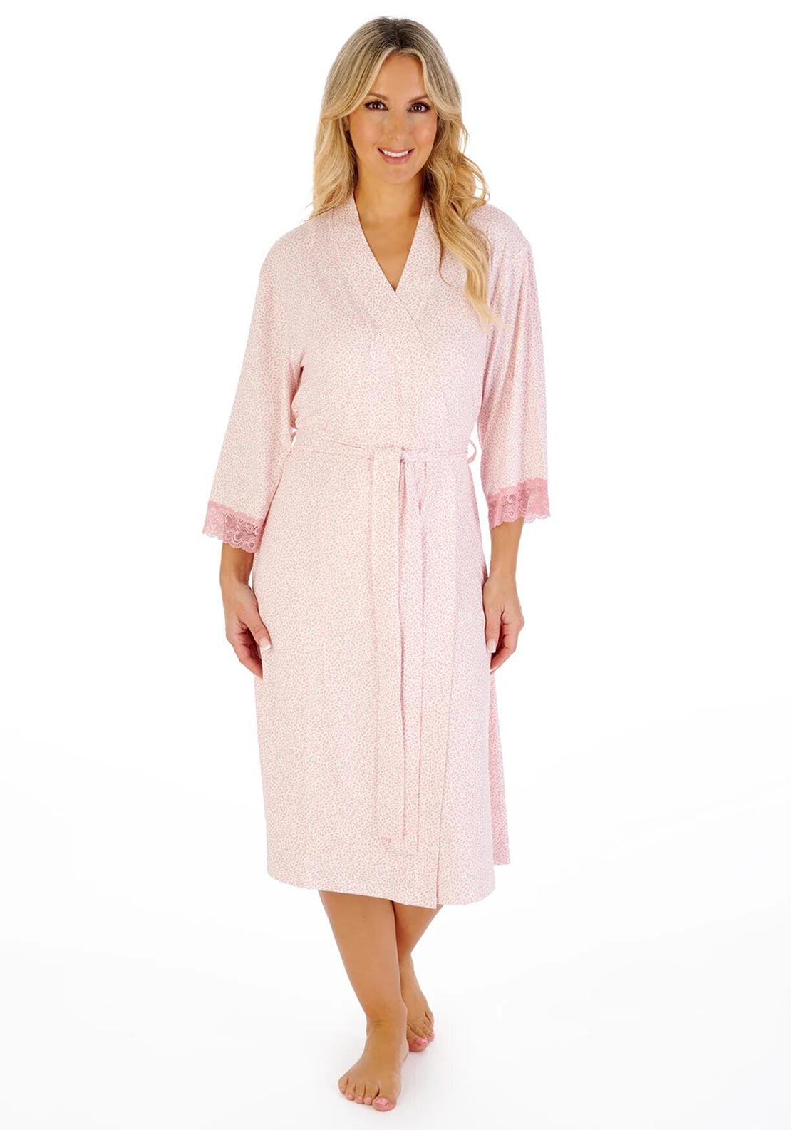 Slenderella Print Dressing Gown, Pink - McElhinneys