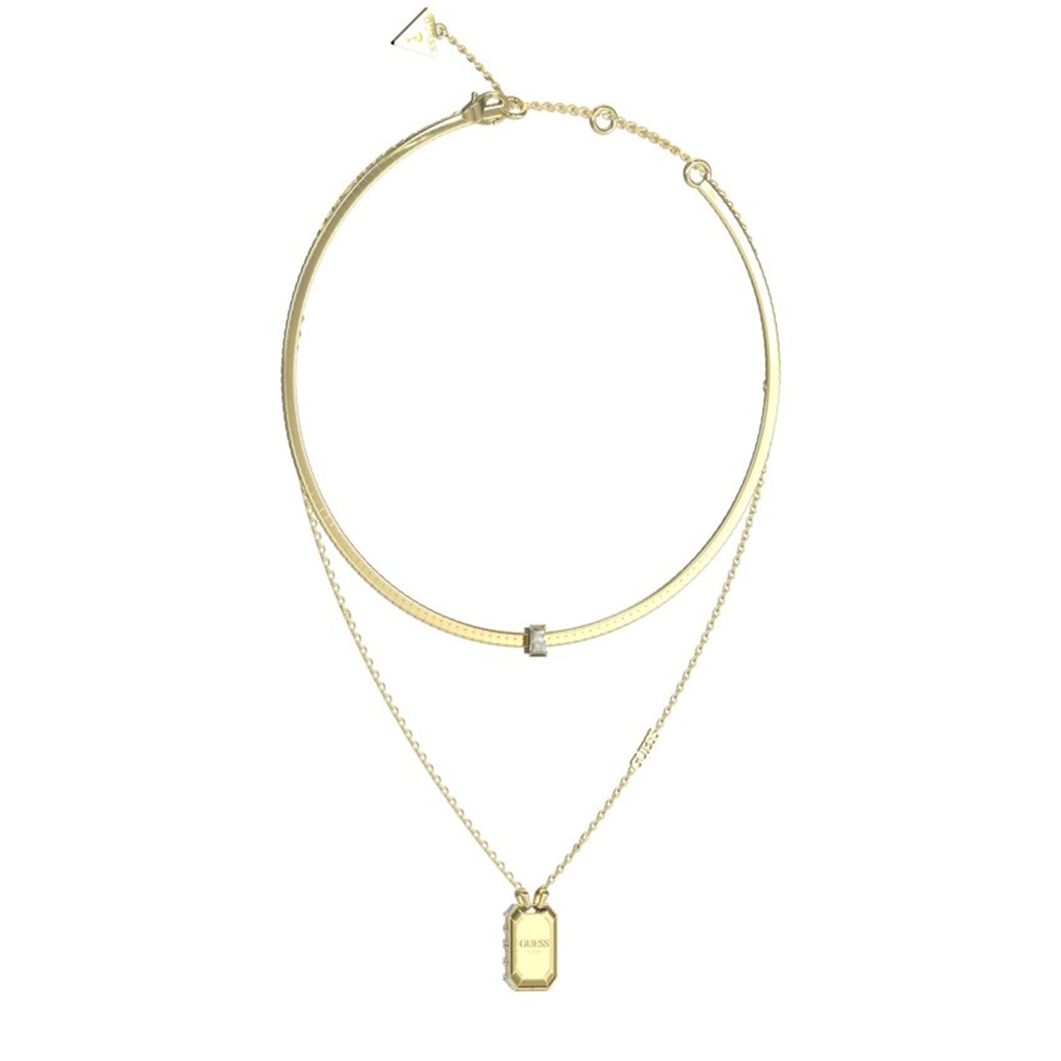 Guess Hashtag Double Chain Necklace, Gold - McElhinneys
