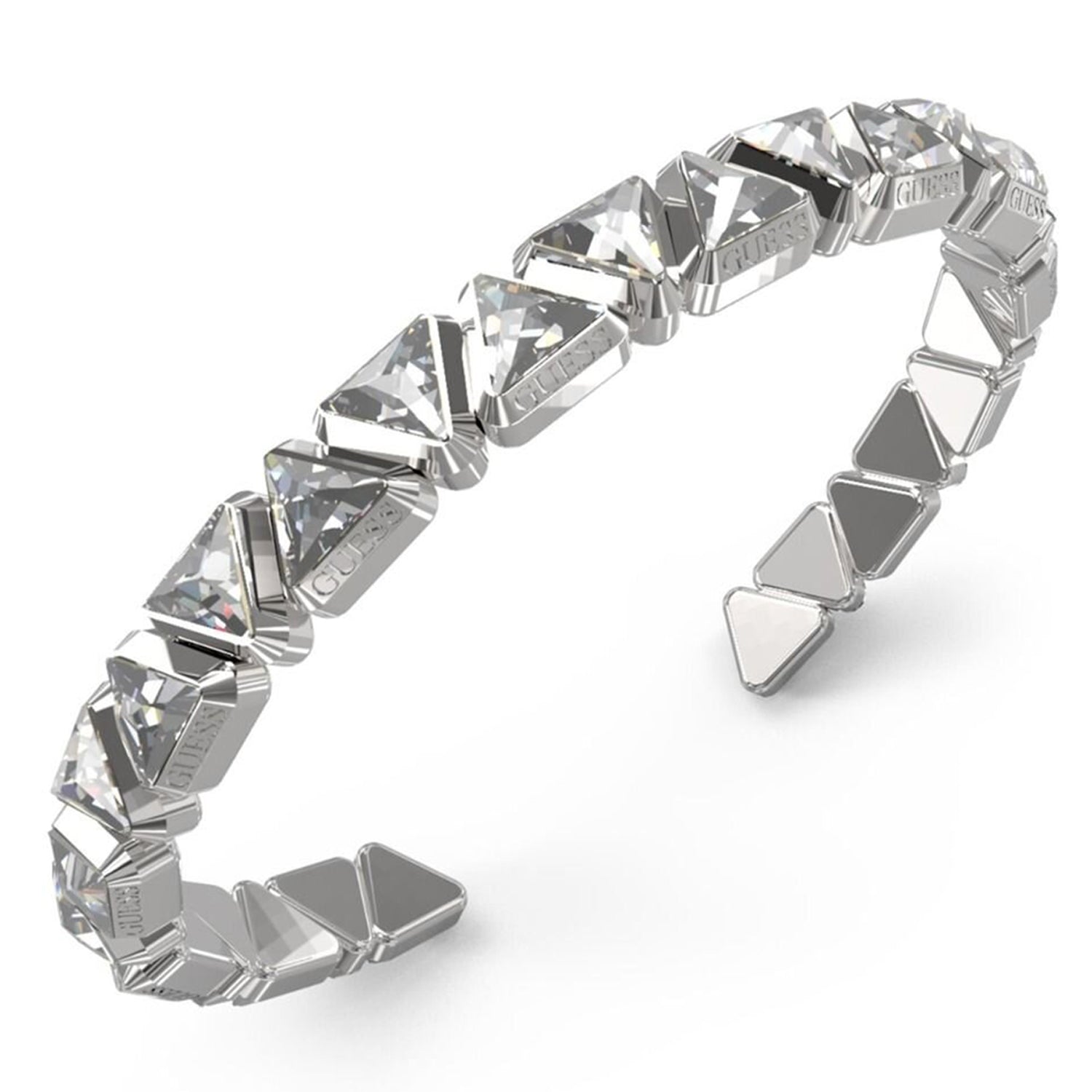 Guess Trinity Crystal Bangle, Silver - McElhinneys