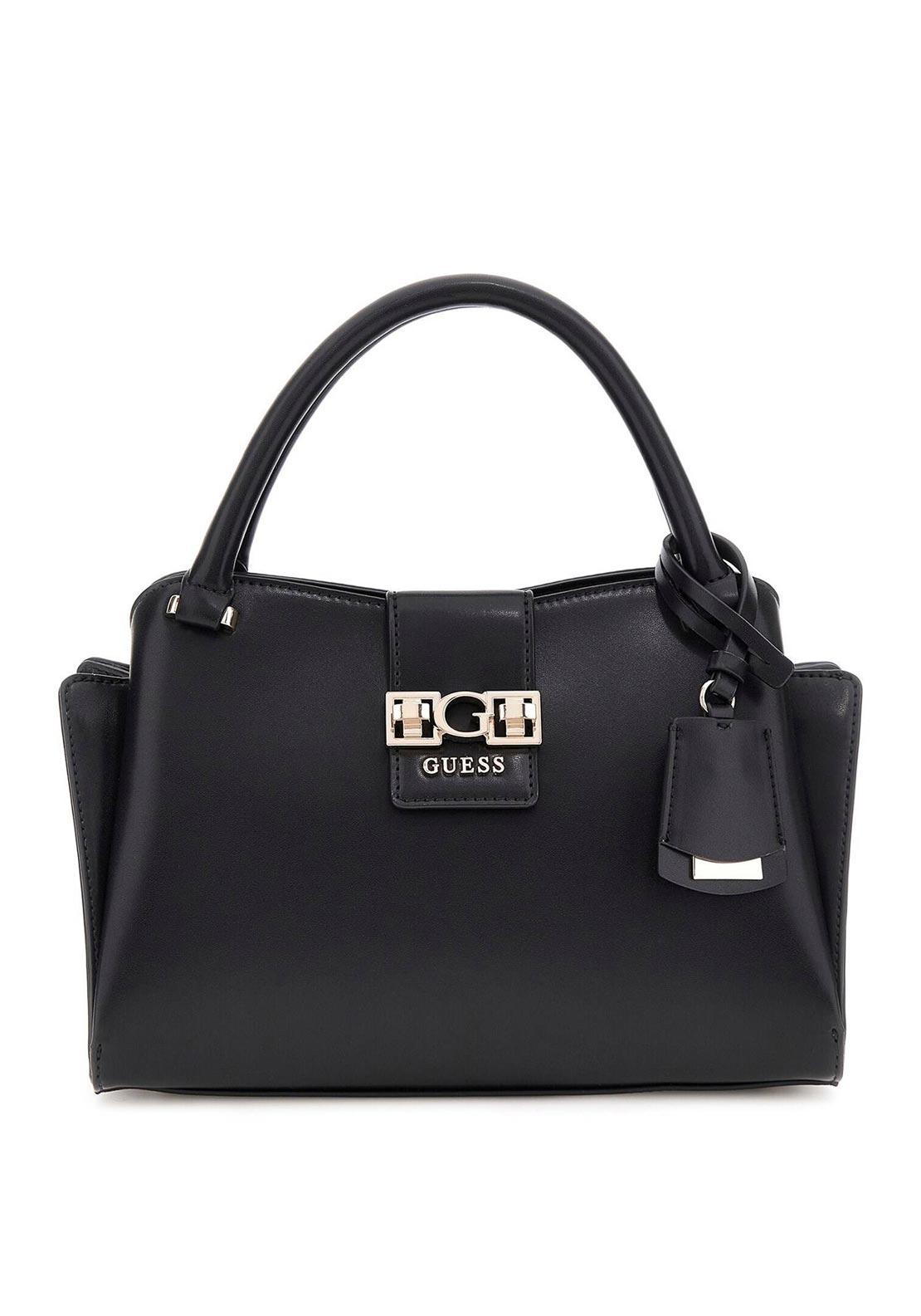 Guess Jane Medium Satchel Bag, Black - McElhinneys