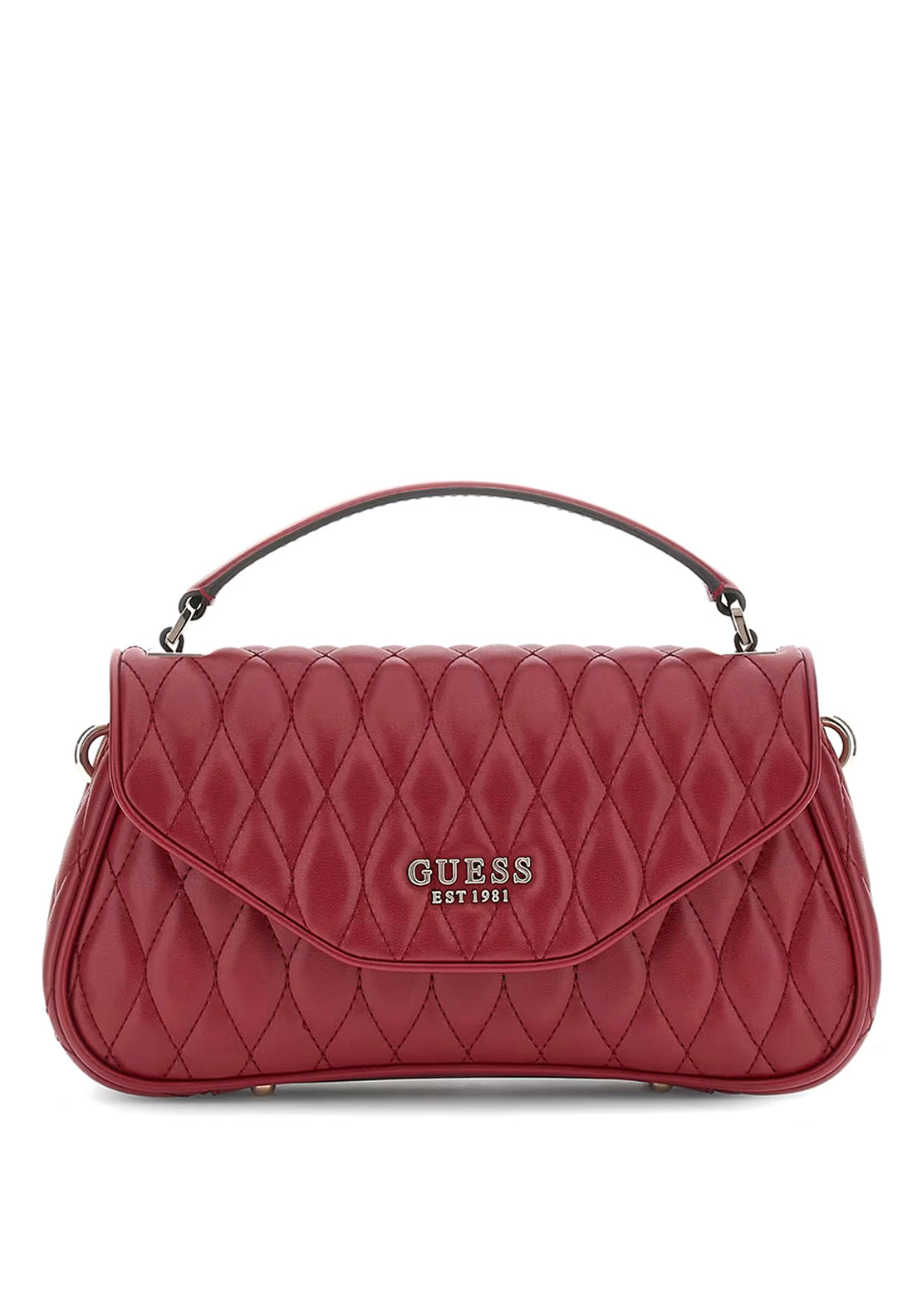 Guess Valla Quilted Saddle Grab Bag, Red - McElhinneys