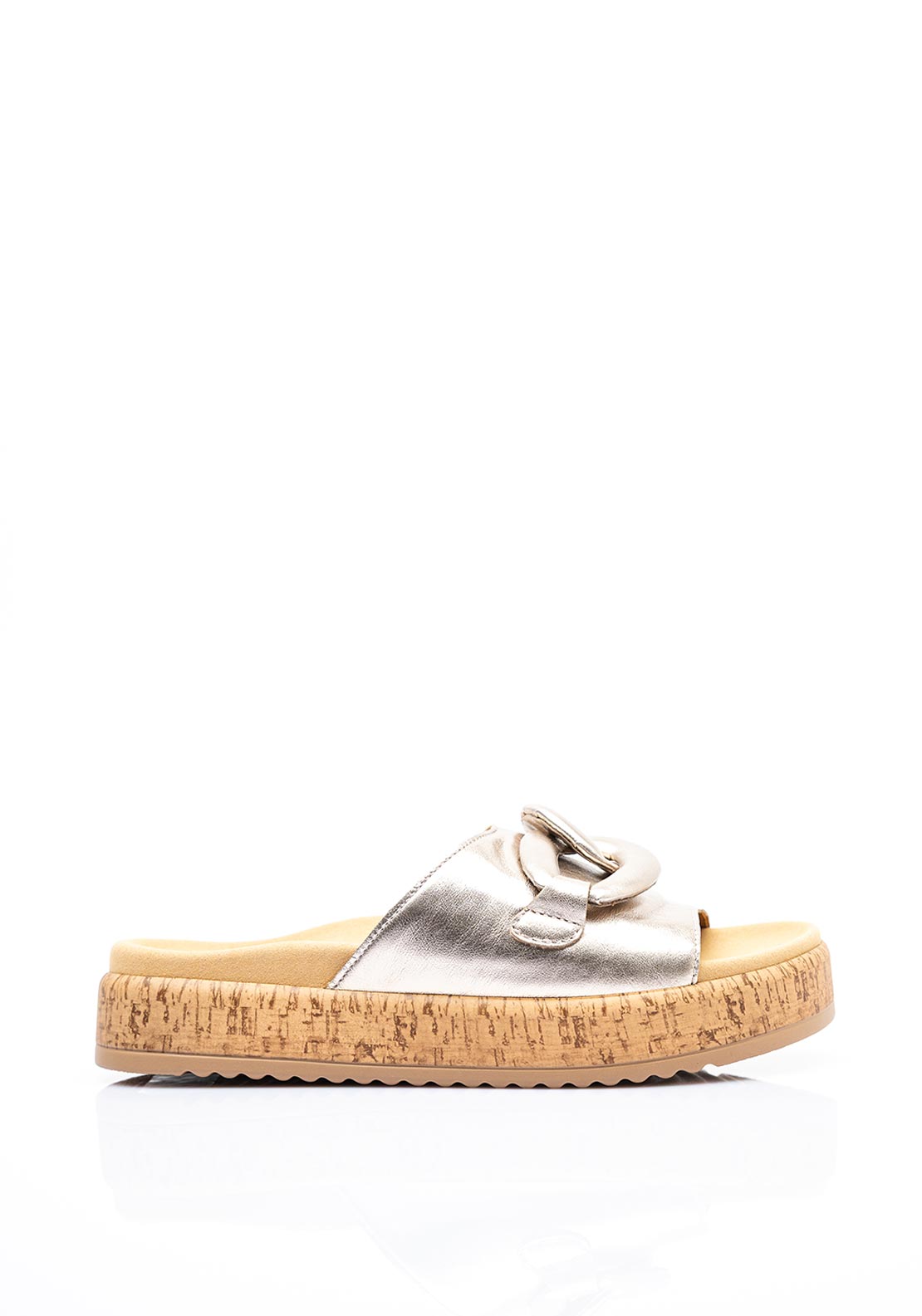 Gabor Metallic Link Mules Sandals, Gold - McElhinneys