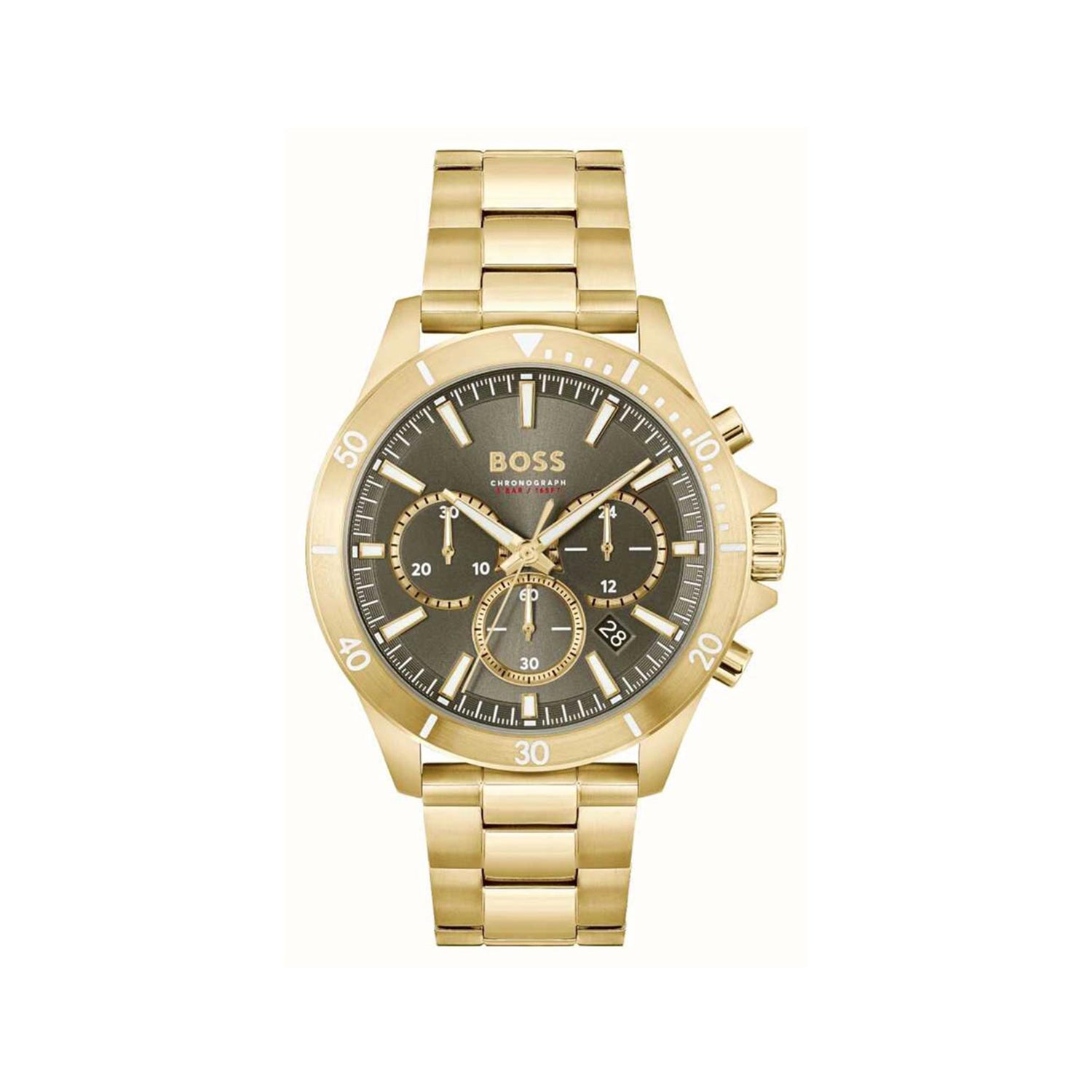 Hugo Boss Men’s Troper Khaki Dial Watch, Gold - McElhinneys