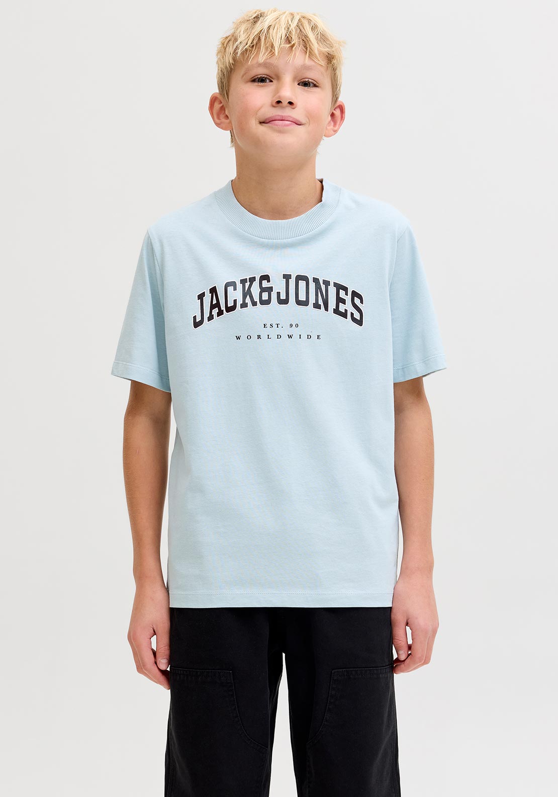 Jack & Jones Boys Caleb Varsity Short Sleeve Tee, Blue - McElhinneys