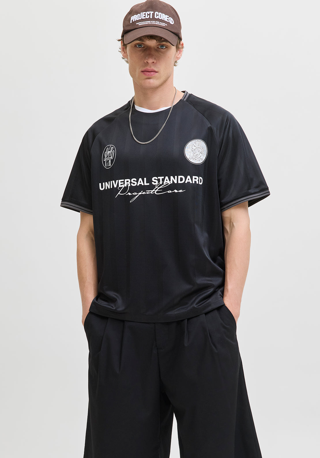 Jack & Jones Retro Football Jersey, Black - McElhinneys