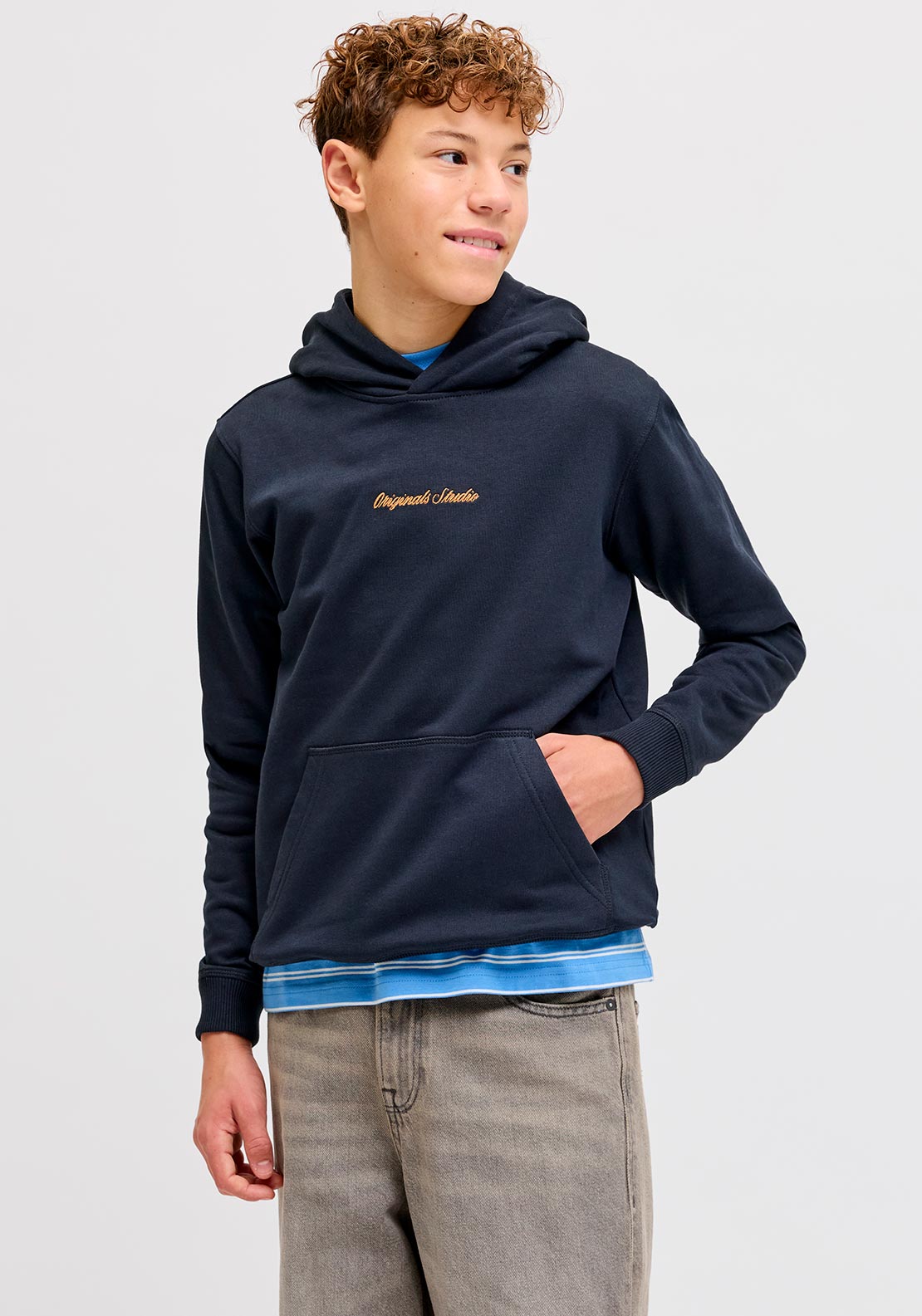 Jack & Jones Boys Norre Long Sleeve Hoodie, Navy - McElhinneys